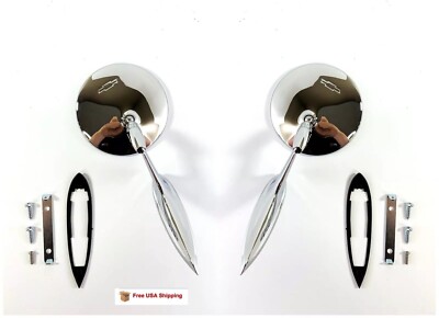 Pair Round Bowtie Teardrop Door Mirrors Fits 1963-1965 Nova 1964-1965 ...