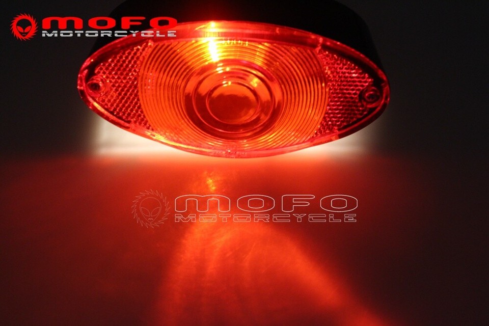 Cat Eye Brake Tail Light RED Lens For Harley Bobber Chopper Cafe Racer ...