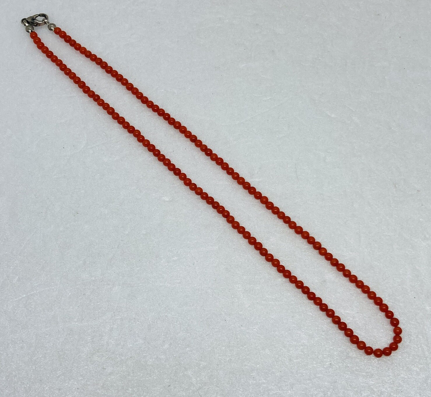 Vintage 1980s Vermillion Tone Stone Necklace 2mm Bead… - Gem