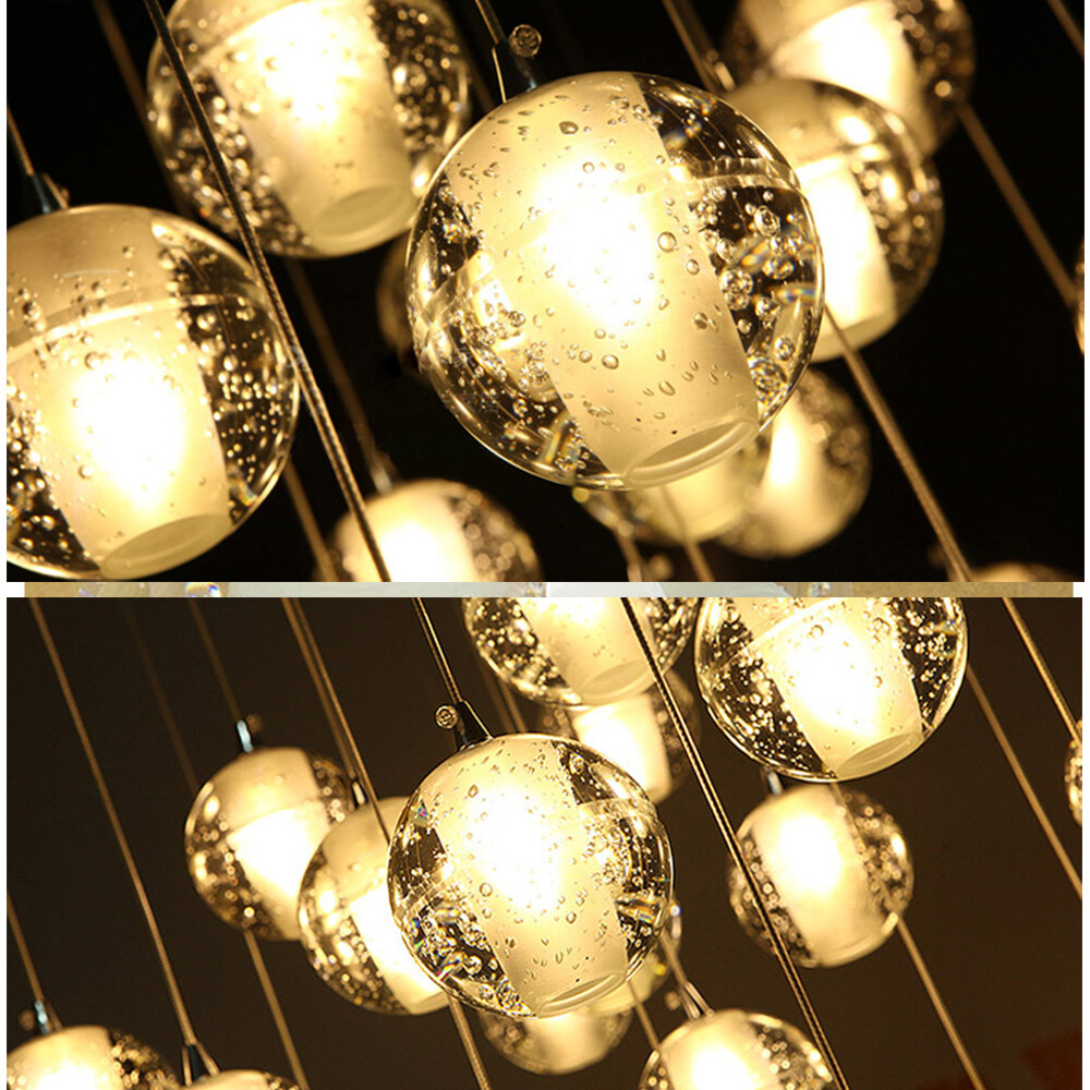 Modern G4 LED Bubble Crystal Round ball Ceiling Light Room Stair ...