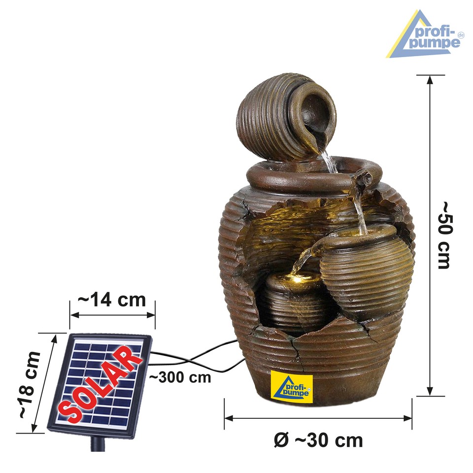 SOLAR BRUNNEN SPRINGBRUNNEN GARTEN BRUNNEN ZIER SOLAR WASSERSPIEL ...