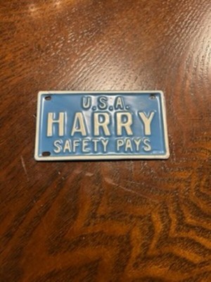 Vintage Antique Bicycle License name plate HARRY Circa 1940 NOS ...