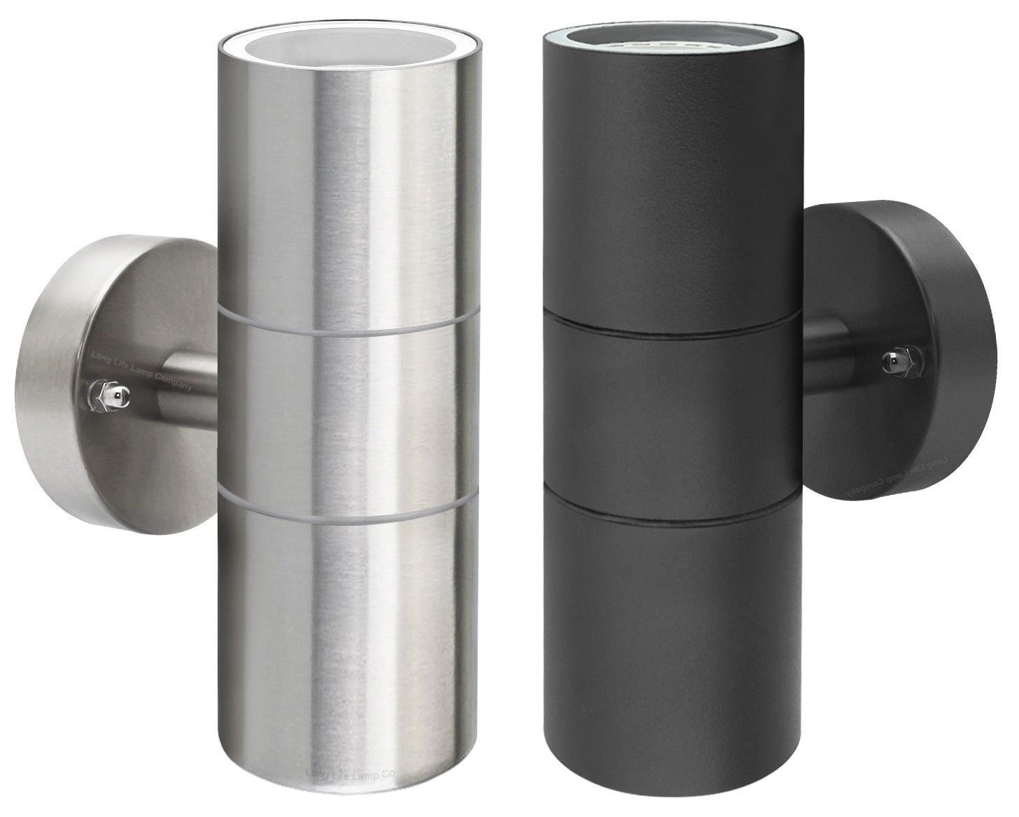 Modern Double Up Down Outdoor Wall Light IP65 Black or Stainless Steel ...