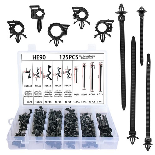 125pcs Car Wire Harness Routing Clip Retainer Cable Tie Assortment Fit ...