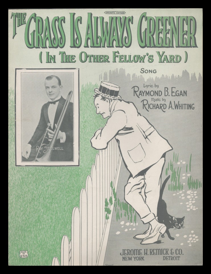 GRASS IS ALWAYS GREENER Egan/Whiting 1924 RAY STILLWELL Vintage Sheet ...