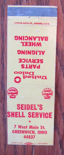 SHELL GAS STATION MATCHBOOK COVER: SEIDEL'S GREENWICH, OHIO MATCHCOVER ...