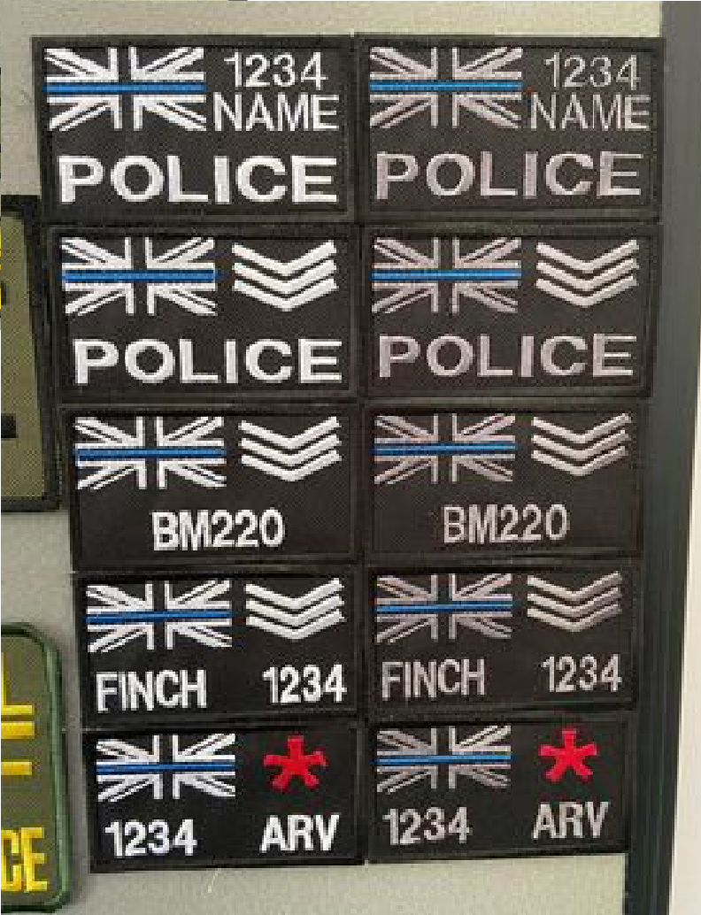 POLICE NAME TAG ID MORALE PATCH Official HOOK Personalised Custom Text ...