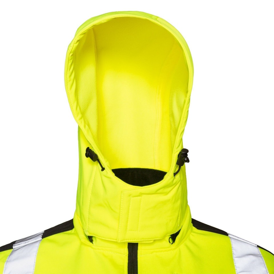 Hi Vis Viz Visibility Fleece Jacket Rain Patch Safety Work Warm Soft Shell Hood | eBay UK