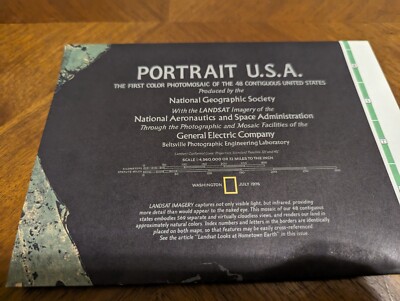 National Geographic Map Poster Portrait USA, Colour Photomosaic Landsat ...
