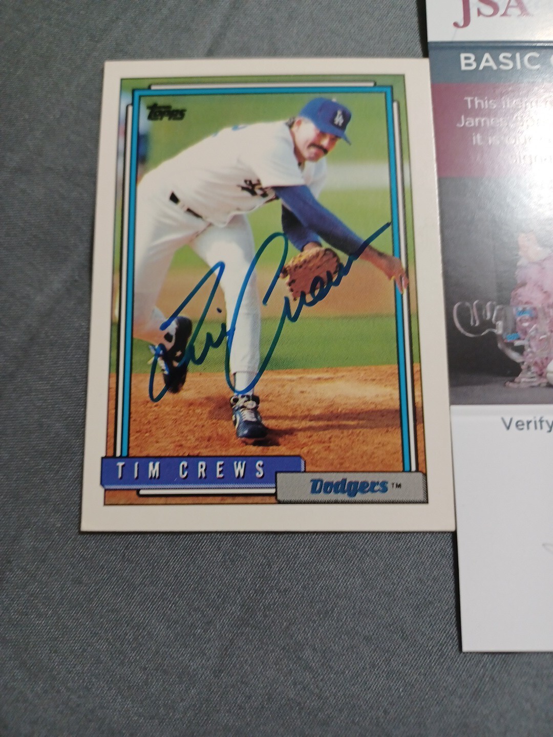 TIM CREWS 1992 Topps # 642 autographed signed card DODGERS 92 JSA ...