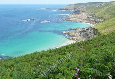 Photo 6x4 Portzennor Cove and Gala Rocks Tremedda Taken from the inland ...