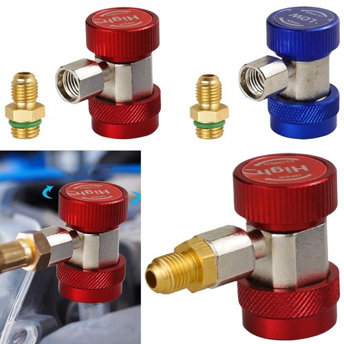 Adjustable R134A Adapter Fittings Quick Coupler High Low Freon Manifold ...
