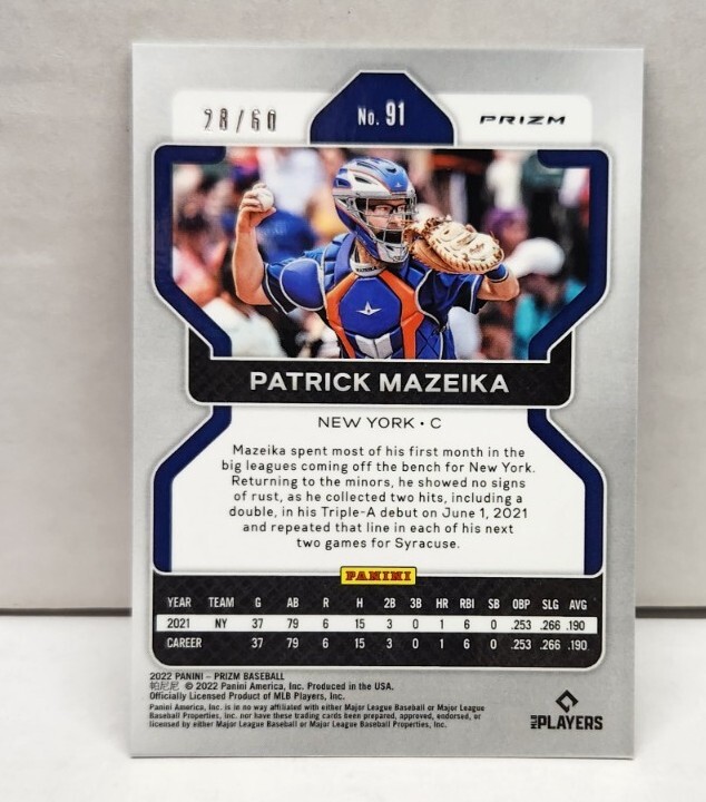 PATRICK MAZEIKA 2022 Prizm BLUE WAVE ~ ROOKIE #'d /60 ~ METS | eBay