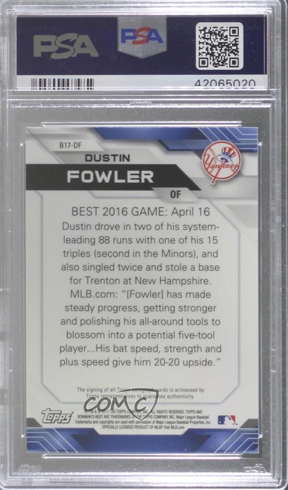 2017 Bowman's Best Best of 2017 Auto Dustin Fowler #B17-DF PSA 10 GEM MT Auto | eBay