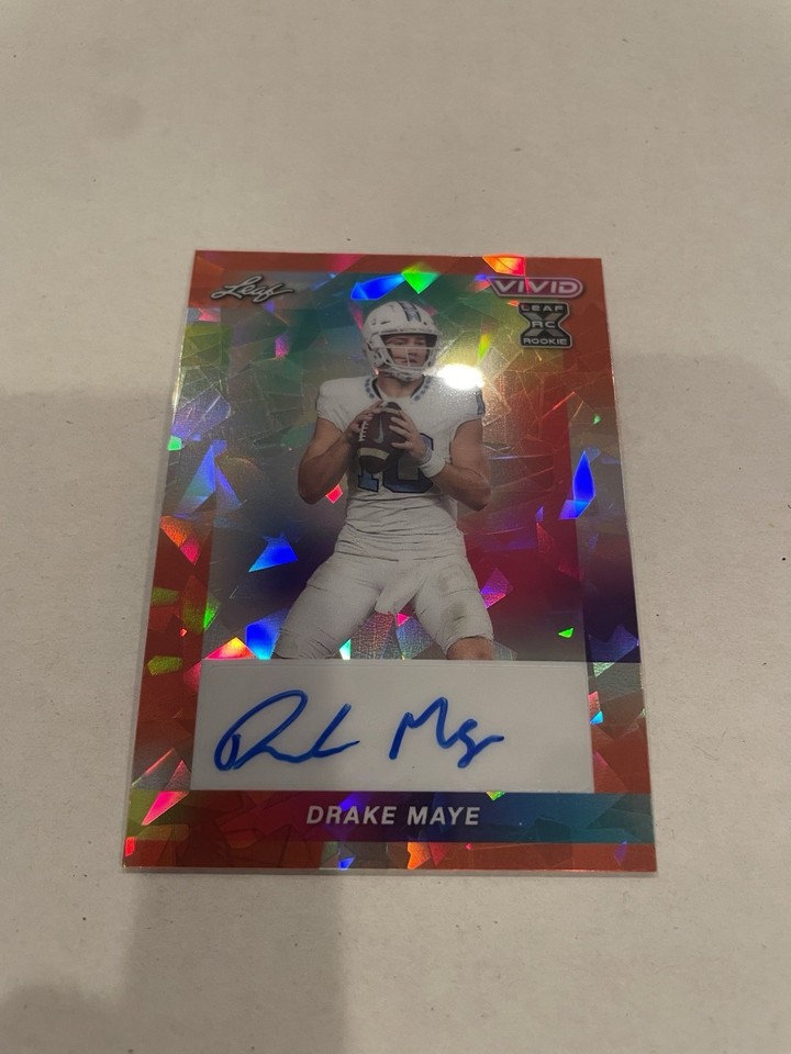 Drake Maye 2024 Leaf Vivid Rookie Autograph /3 Orange Cracked Ice | eBay