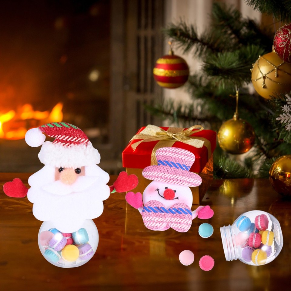 8 pcs Portable Storage Box Santa Claus Mini Round Bottle Christmas ...