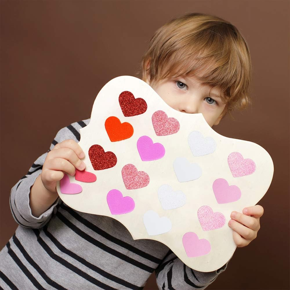 600 Pcs 3 Sizes 4 Colors Assorted Heart Stickers Self Adhesive Foam ...