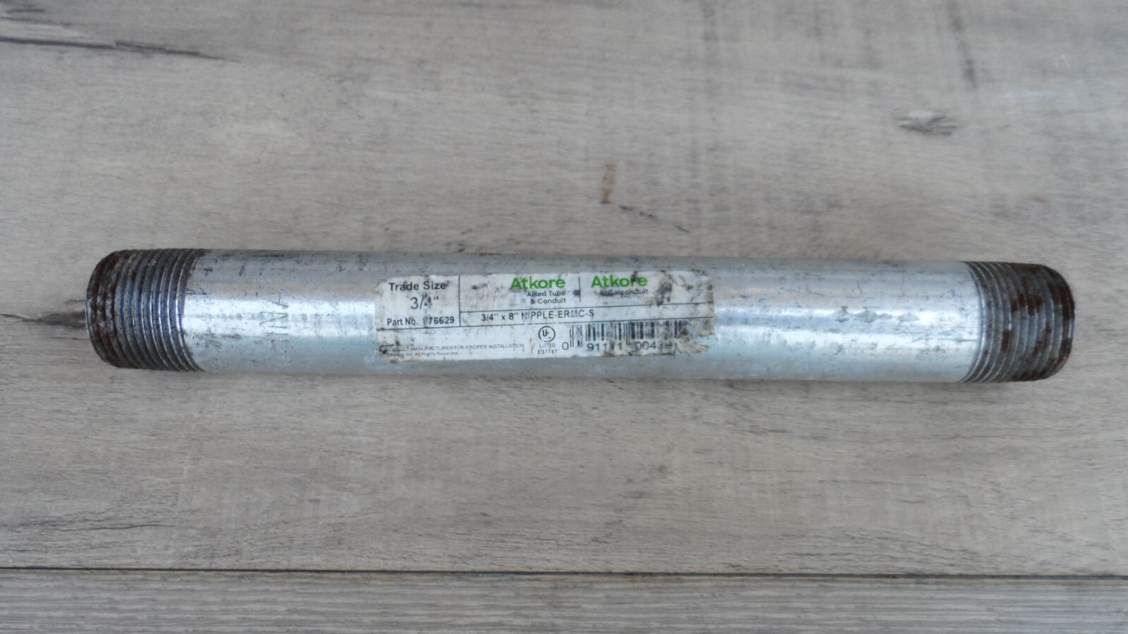 ATKORE 876629 ALLIED TUBE & CONDUIT 3/4" x 8" Nipple Galvanized Rigid ...