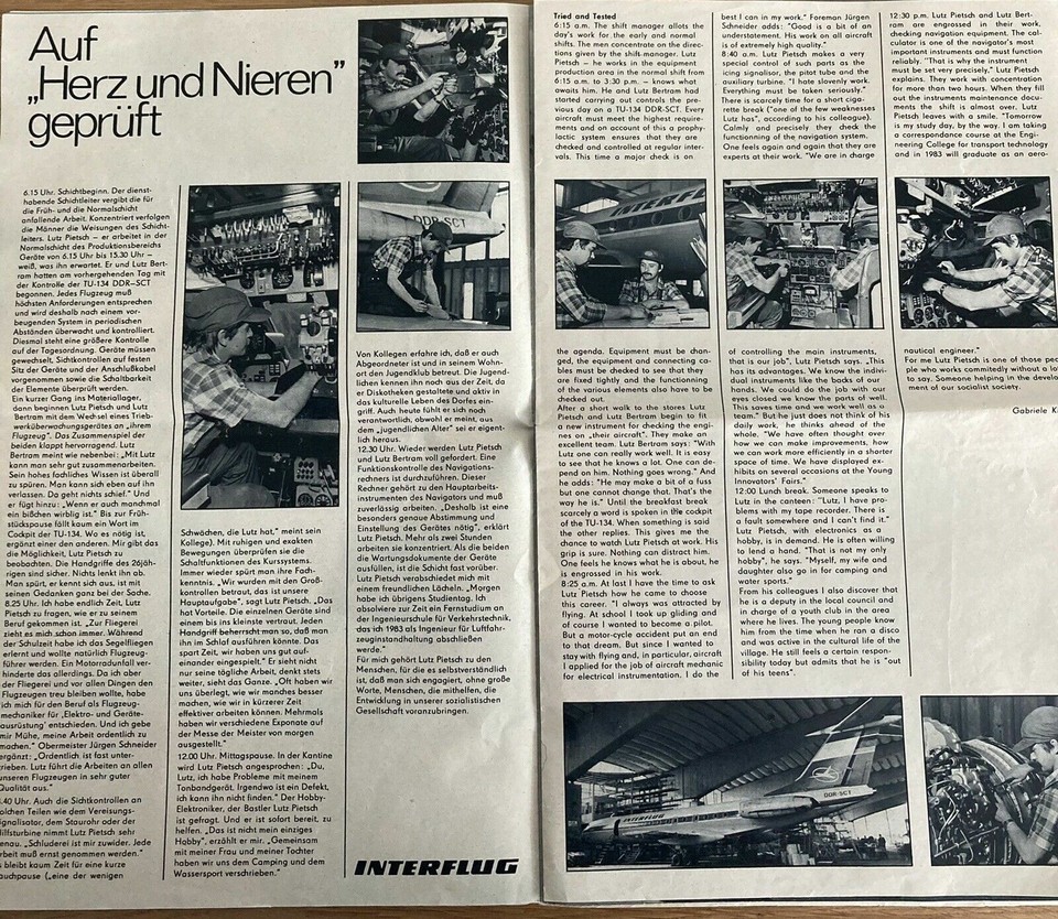 1982 INTERFLUG EAST GERMAN AIRLINES BROCHURE IL62 TU134 MALEV AEROFLOT ...