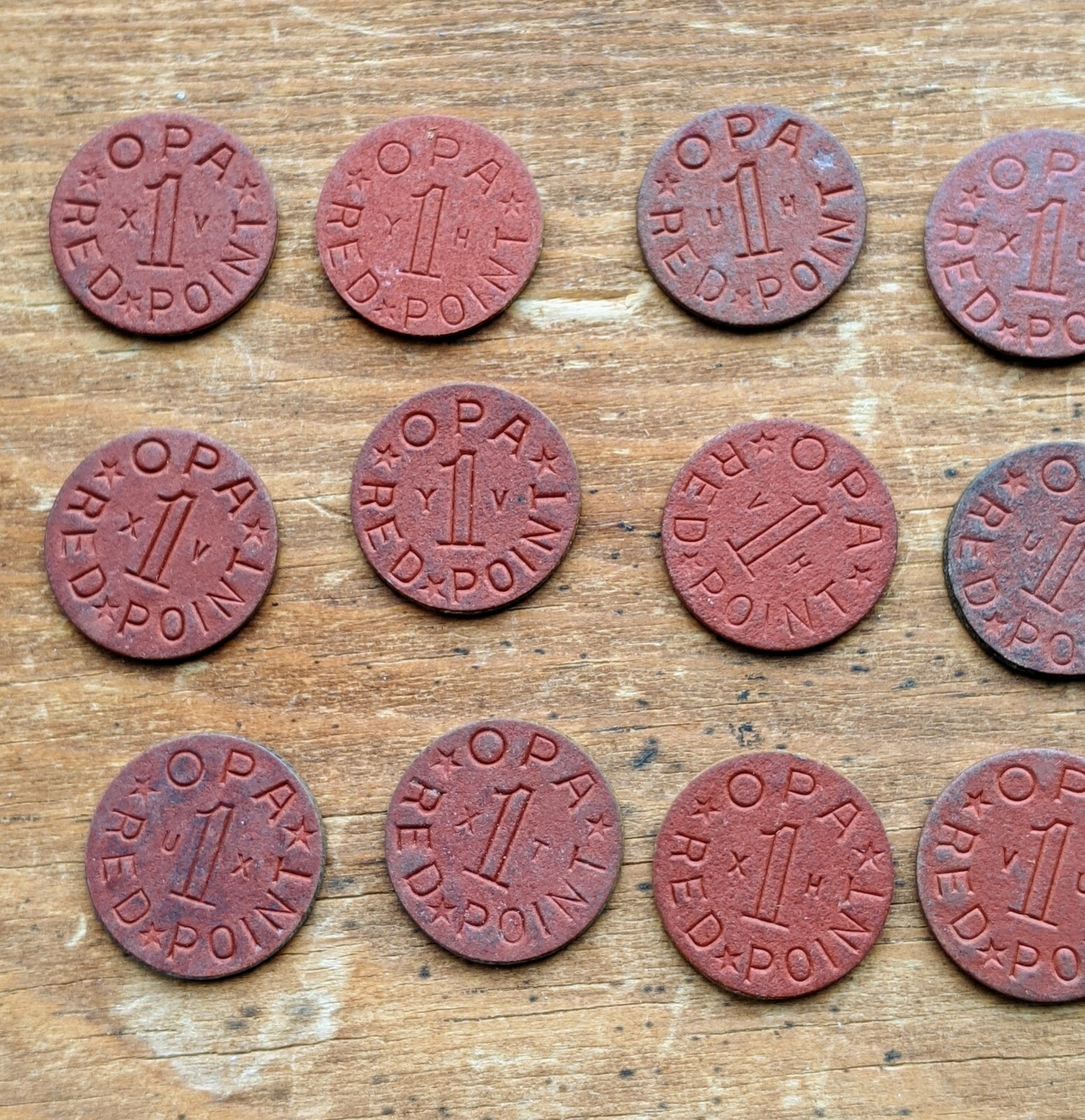 Vintage Lot of 15 OPA Red Point Ration Token Coin WWII Era Collectible ...