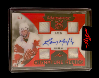 2023 Leaf Ultimate Larry Murphy Quad Patch Auto Game Used Ruby Red 5/5 ...