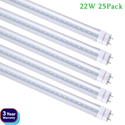 25Pack 22W LED Tube Light 4FT T8 G13 Bi-Pin Dual-end Powered 4' LED ...