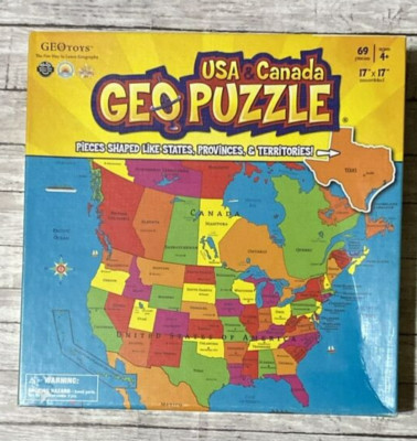 GEOToys USA Canada Geo Puzzle 69 Pieces Geography Map 17" x 17" Jigsaw ...