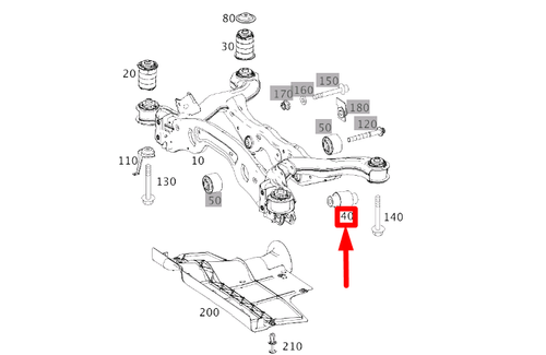 OEM MB CLA C117 Rear Axle Carrier Spring Link Bushing A2463520100 ...