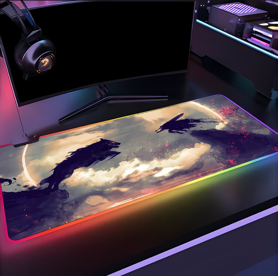 Berserk RGB XXL Mouse Pad - Light Up Your Desk w Guts, Griffith & Casca ...