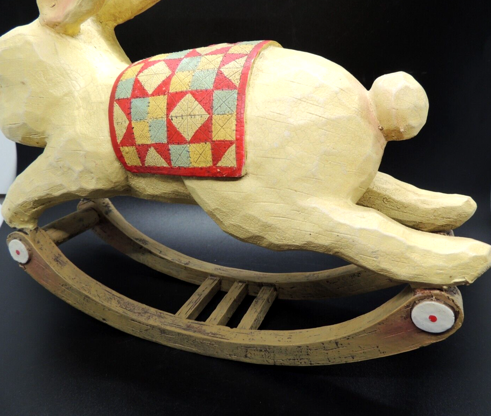 Rocking Rabbit Bunny with Quilt Folk Art Decor Easter Spring Folk Art ...