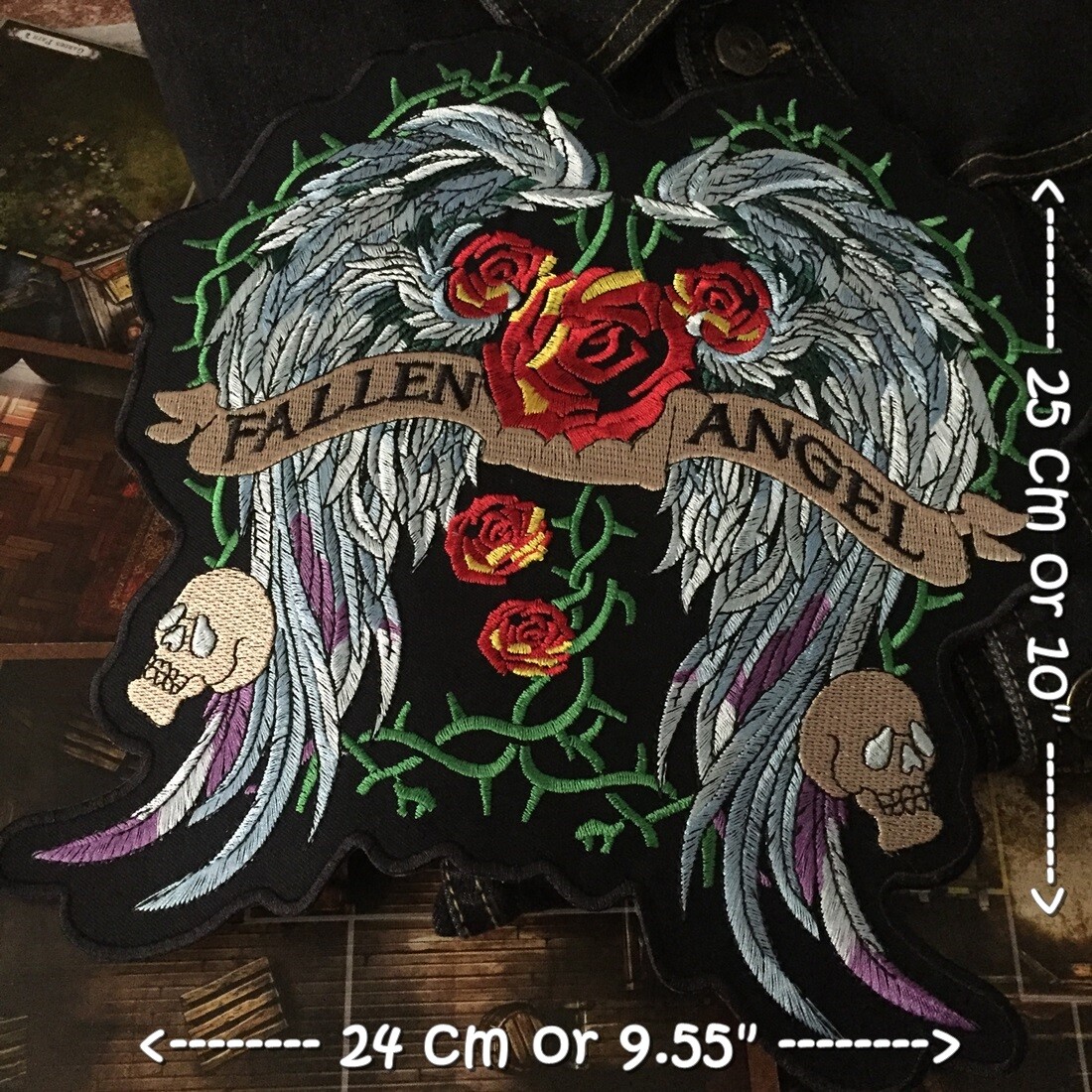 Fallen Angel wing Biker Motorcycle Iron on Embroidered Large Back patch ...