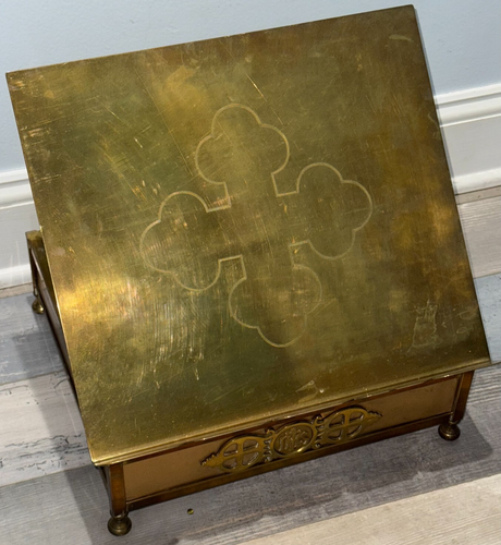 VINTAGE CATHOLIC CHURCH ALTAR GOLD BRASS BIBLE OR MISSAL STAND | eBay
