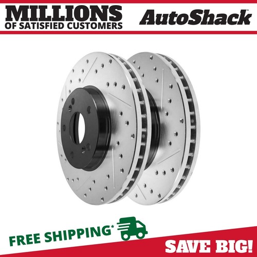 Front Drilled Brake Rotors Black Pair 2 for Honda Accord Pilot Acura TL ...