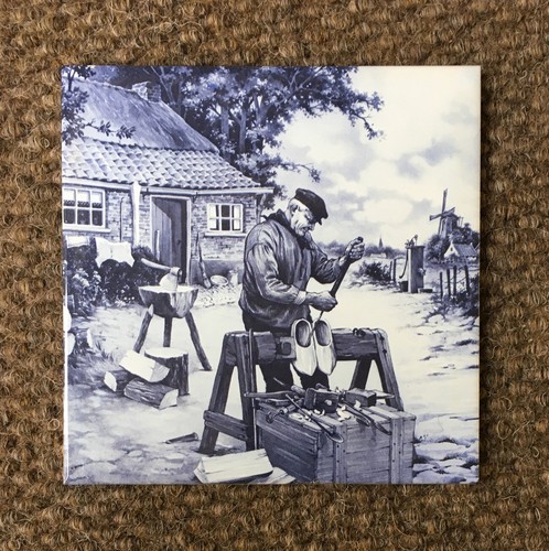 J. C. van Hunnik Ceramic Tile Hot Plate Trivet Holland Dutchman Clogs ...
