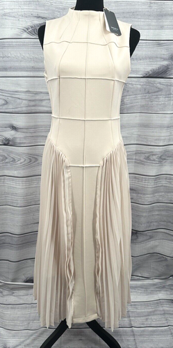 TWO TWIN STYLE HIGH NECK PLEATED FORMAL DRESS Women's Size Large NUDE ...