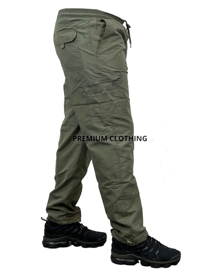 Ex Store Mens Fleece Lined Elasticated Work Trousers Cargo Combat Pants