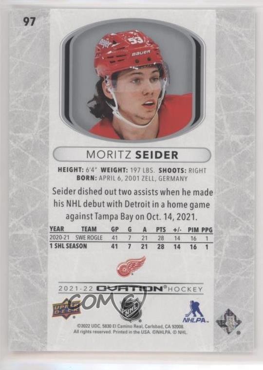 2021-22 Upper Deck Ovation Standing Ovation /500 Moritz Seider #97 ...