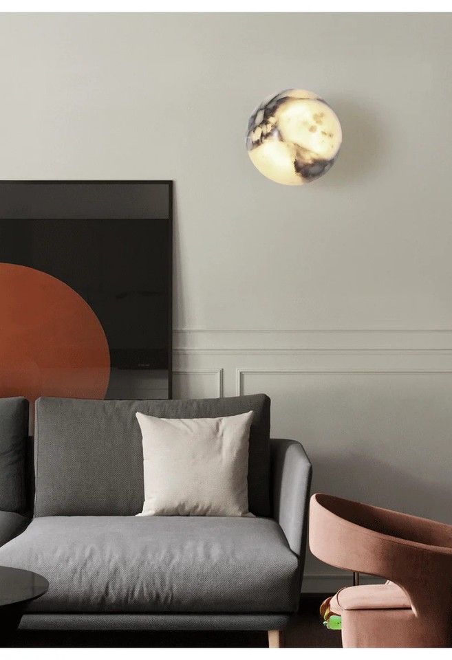 Ball Marble Natural Stone Wall Lamp Bedroom Bedside Luxury LED Light | eBay