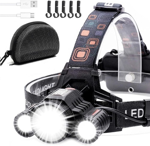 Headlamp Brightest 6000 Lumen LED Work Head Light,Rechargeable IPX4 ...