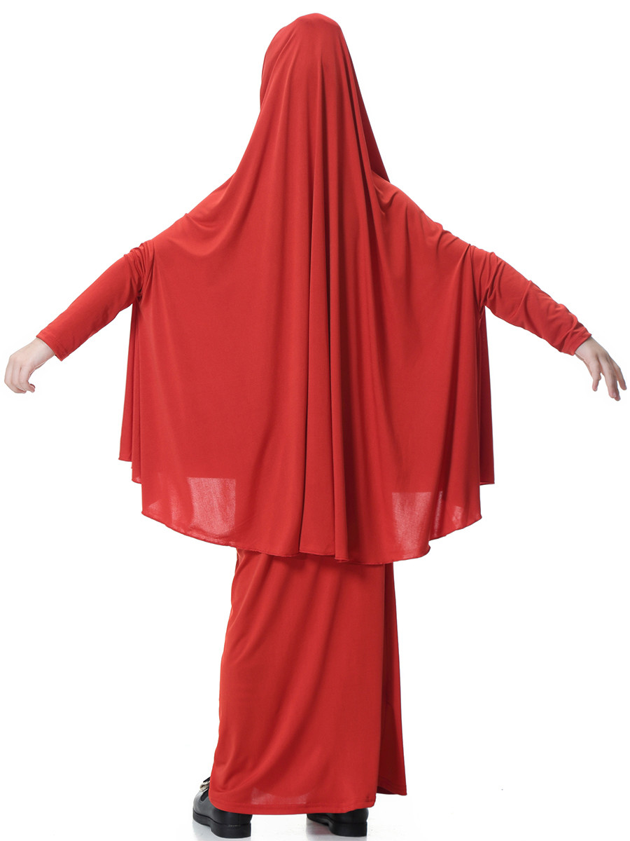 Muslim Girls Skirt Dress Robe Kids Abaya Burka Prayer Khimar Scarf Maxi ...