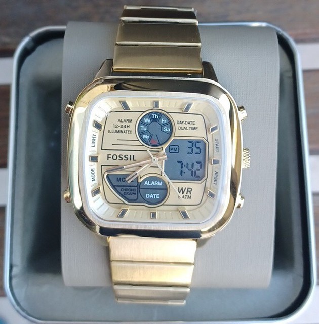 Fossil Watch Retro Anadigital FS5889 Men's Gold for sale online | eBay