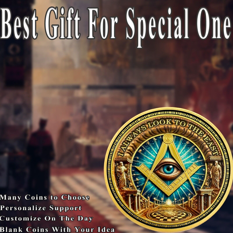 Masonic Challenge Coin Freemason Prayer Coin All-Seeing Eye Mason ...