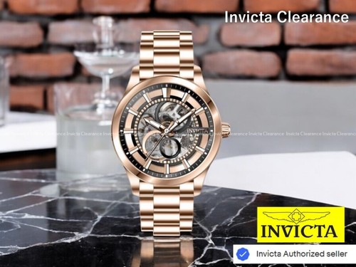 Invicta Men's Specialty Automatic Rose Gold Dial Stainless Steel Band ...