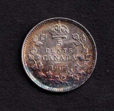 Canada 1904 5c Five Cent Silver Coin King Edwards VII EF Extra Fine ...