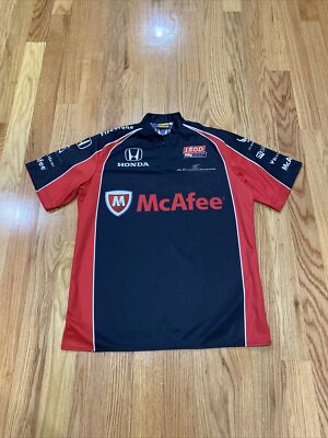 IndyCar Racing Short Sleeve Pit Crew Honda Shirt Team McAfee Large New ...