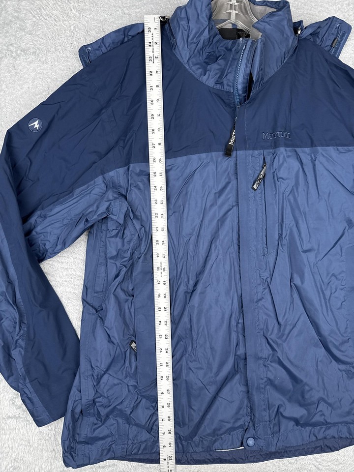 Marmot Jacket Mens 2XL XXL Blue Hooded Nylon Windbreaker Zip Pockets ...