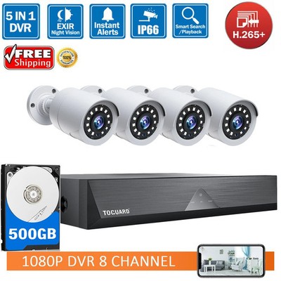 8CH H.265+ 5MP Lite DVR 1080P Outdoor CCTV Home Security Camera System ...