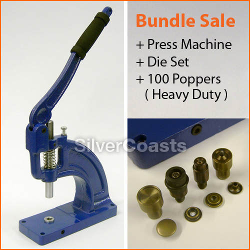 Press Machine Tool Set +100 Heavy Duty Poppers Snap Fastener Stud Rivet ...