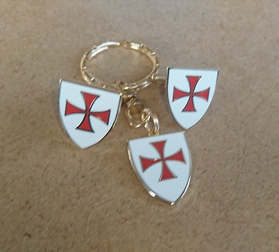 Crusader CUFFLINKS KEYCHAIN SET GOLD-RED Men's Knights Templar Masonic ...