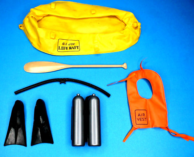 1964 GI Joe Navy Sailor Accessories Lot - Life Raft Oar, Air Vest ...